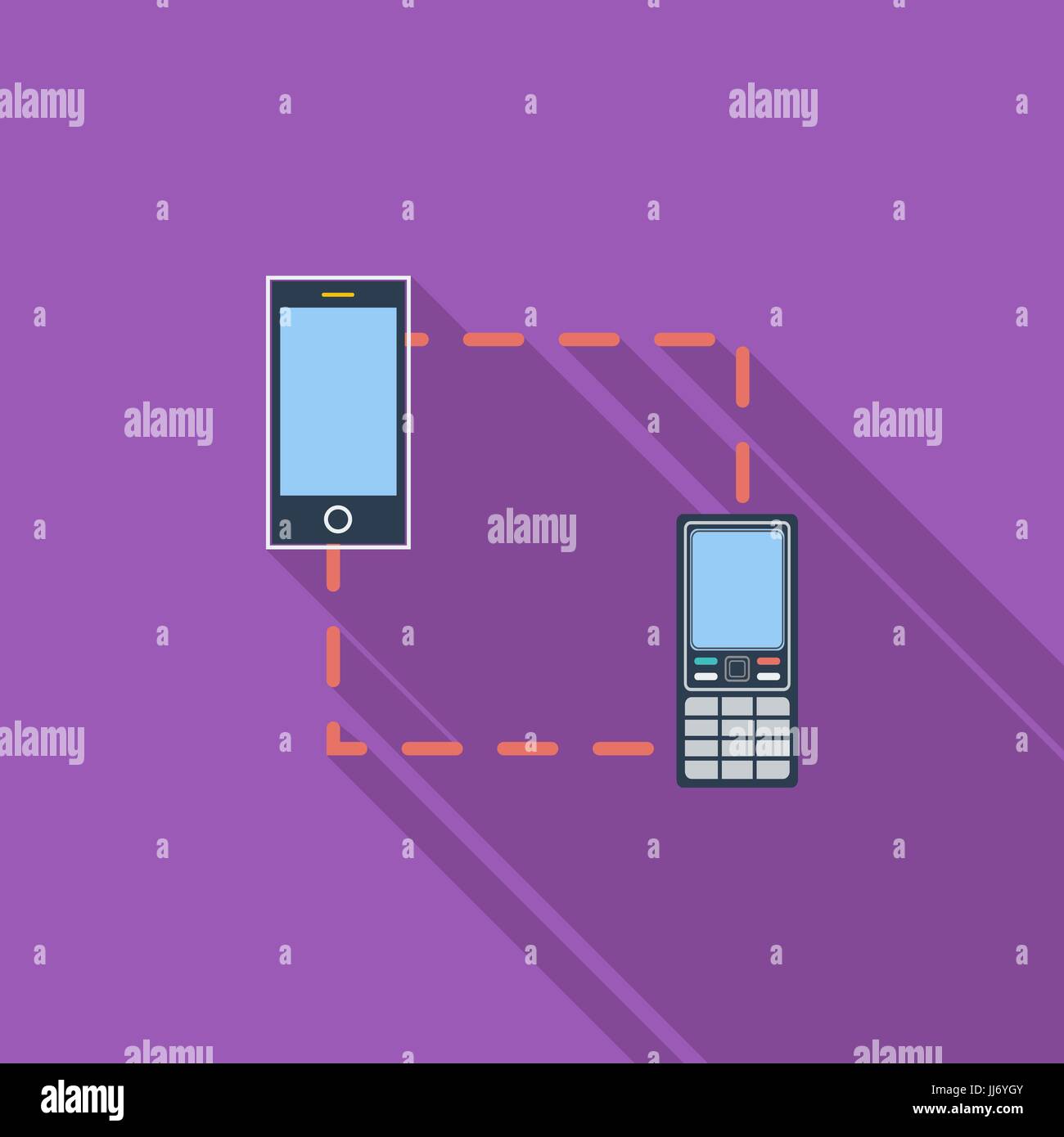Phone sync icon. Flat vector related icon with long shadow for web and ...