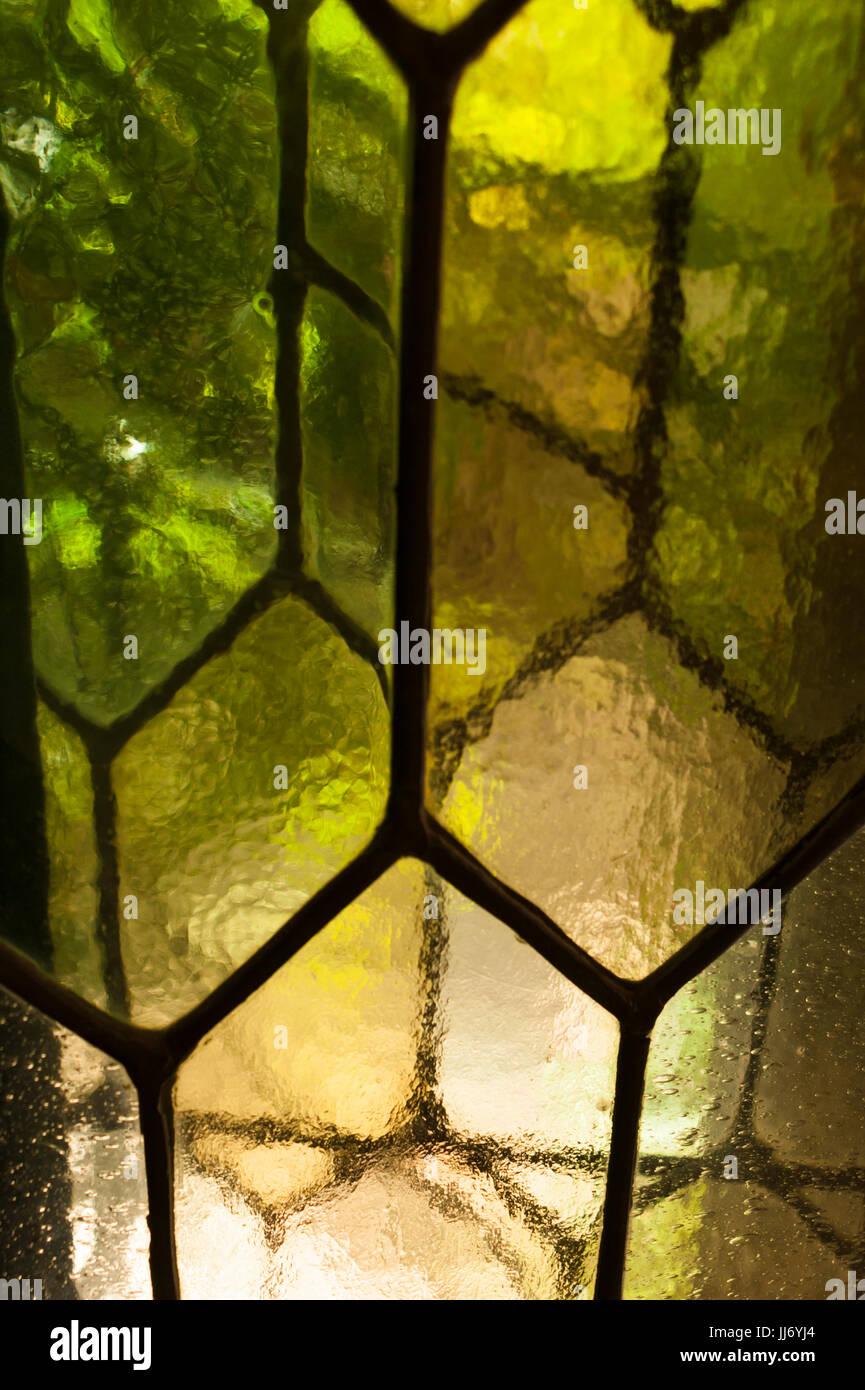 Leadlight windows with hexagonal panes and textured cathedral glass, at ...