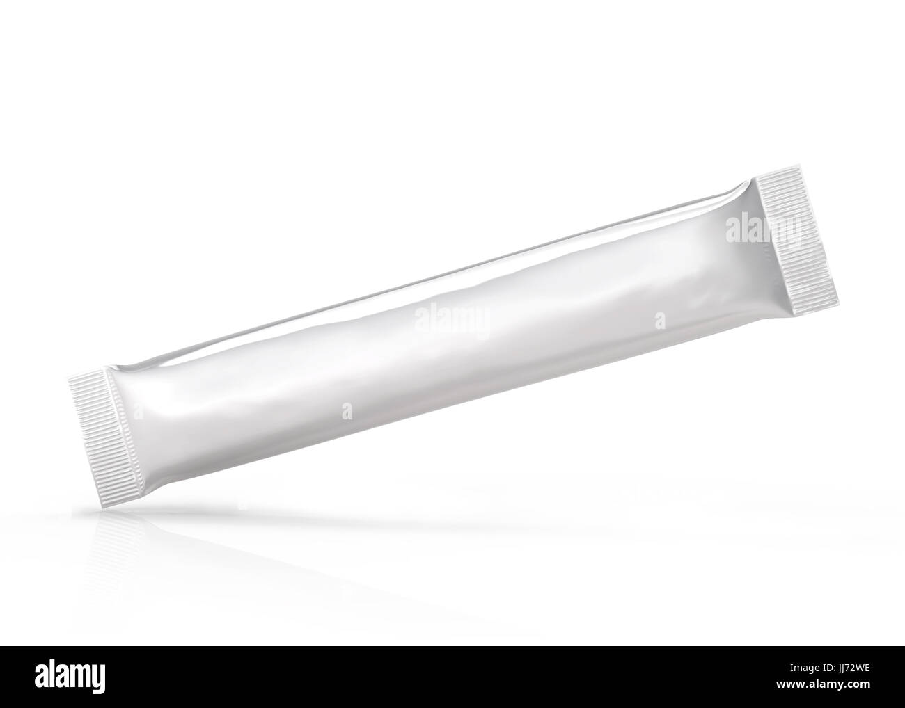 Blank stick pack mockup, 3d rendering plastic foil package for design ...