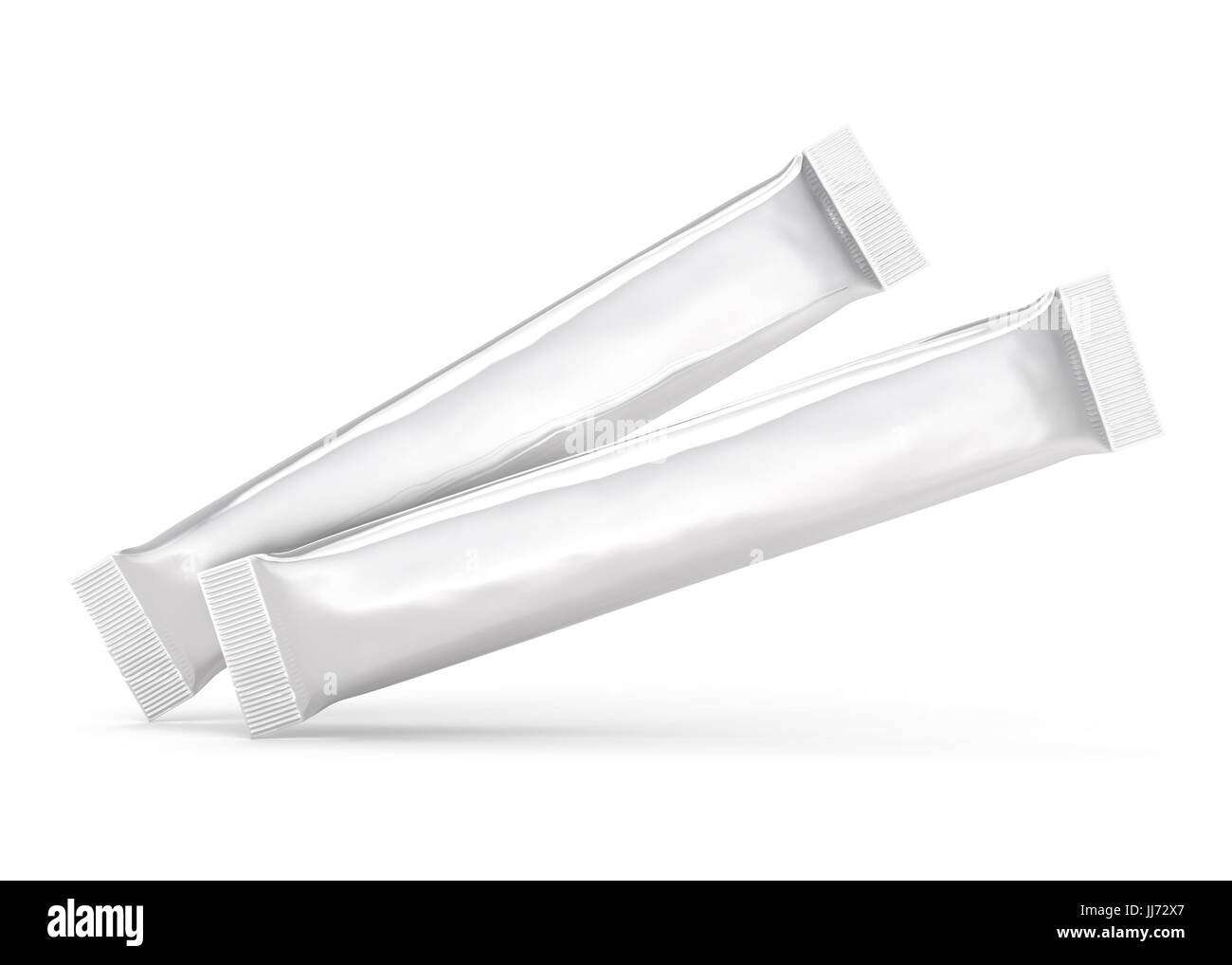 Blank stick pack mockup, 3d rendering plastic foil packages for design ...