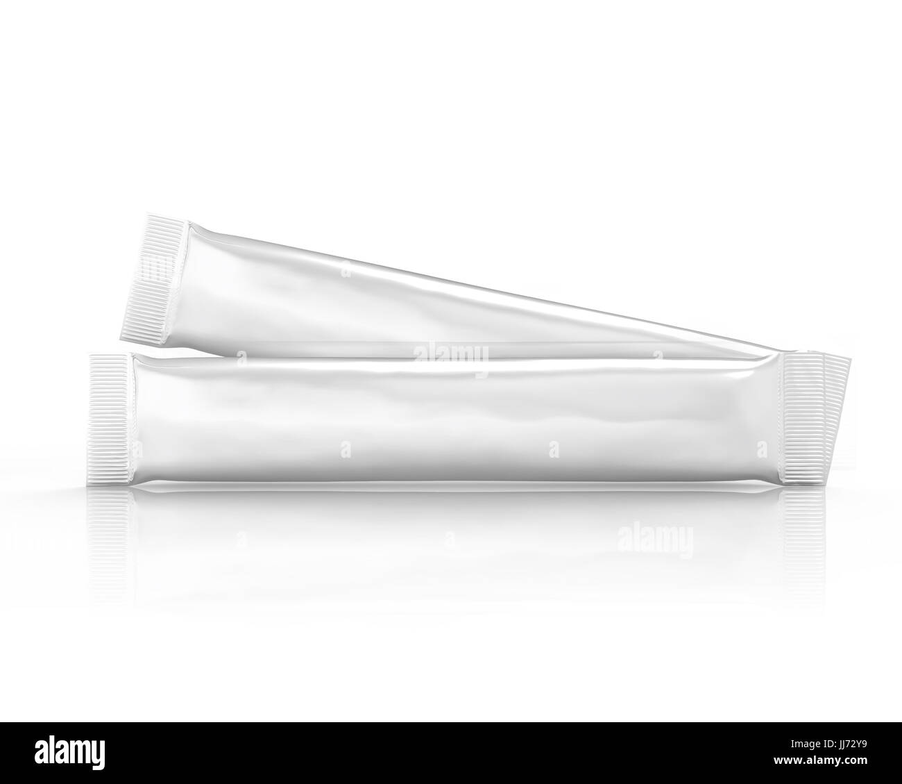 Blank stick pack mockup, 3d rendering plastic foil packages for design ...