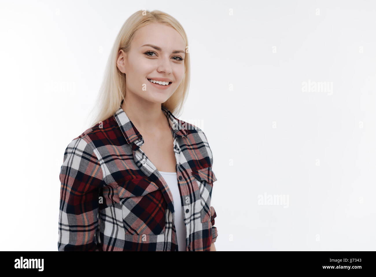 Portrait of beautiful girl that smiling on camera Stock Photo - Alamy