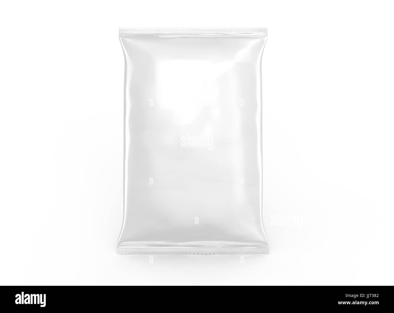 Pearl white foil package mockup, blank bag template for design uses in ...