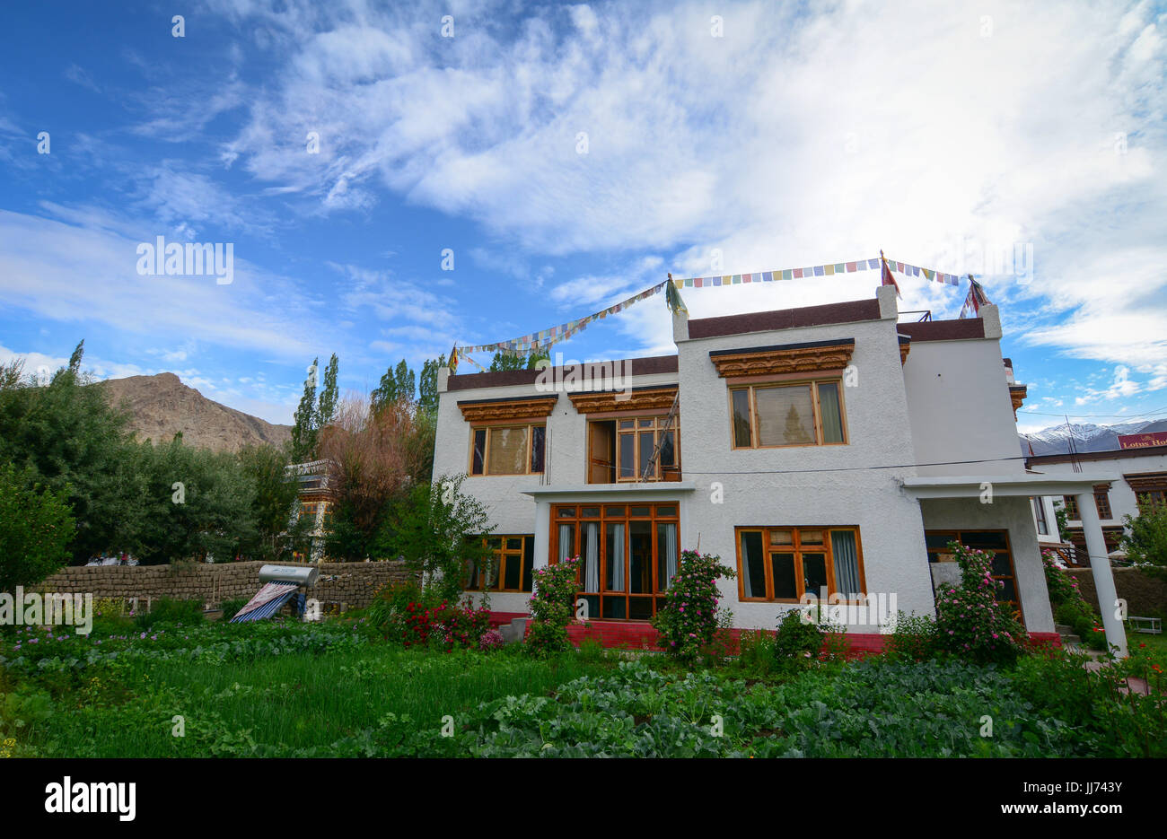 Ladakh, India - Jul 20, 2015. A Tibetan house at Leh Township in Ladakh ...