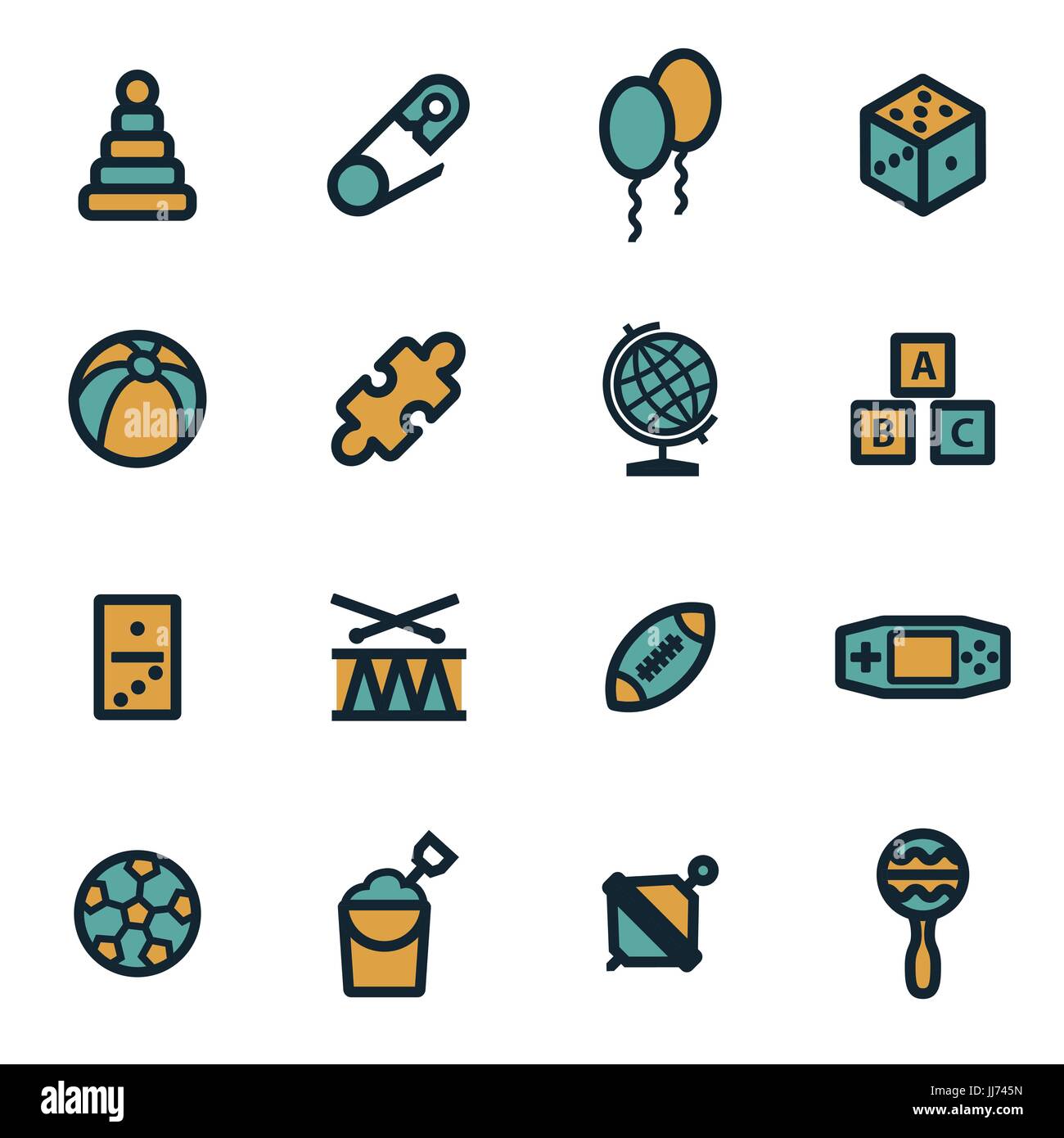 Vector flat toys icons set on white background Stock Vector Image & Art ...