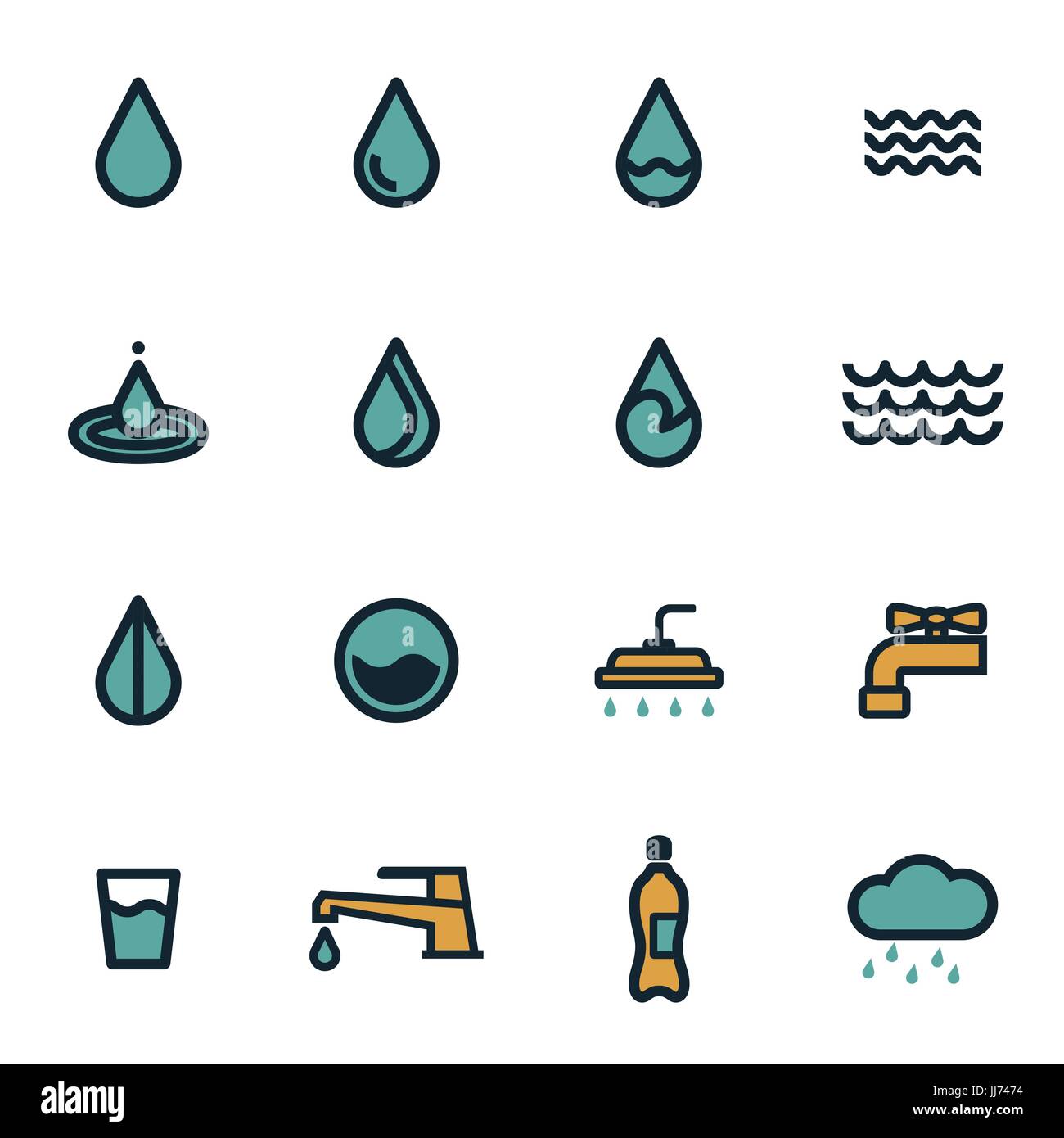Vector flat water icons set on white background Stock Vector Image ...