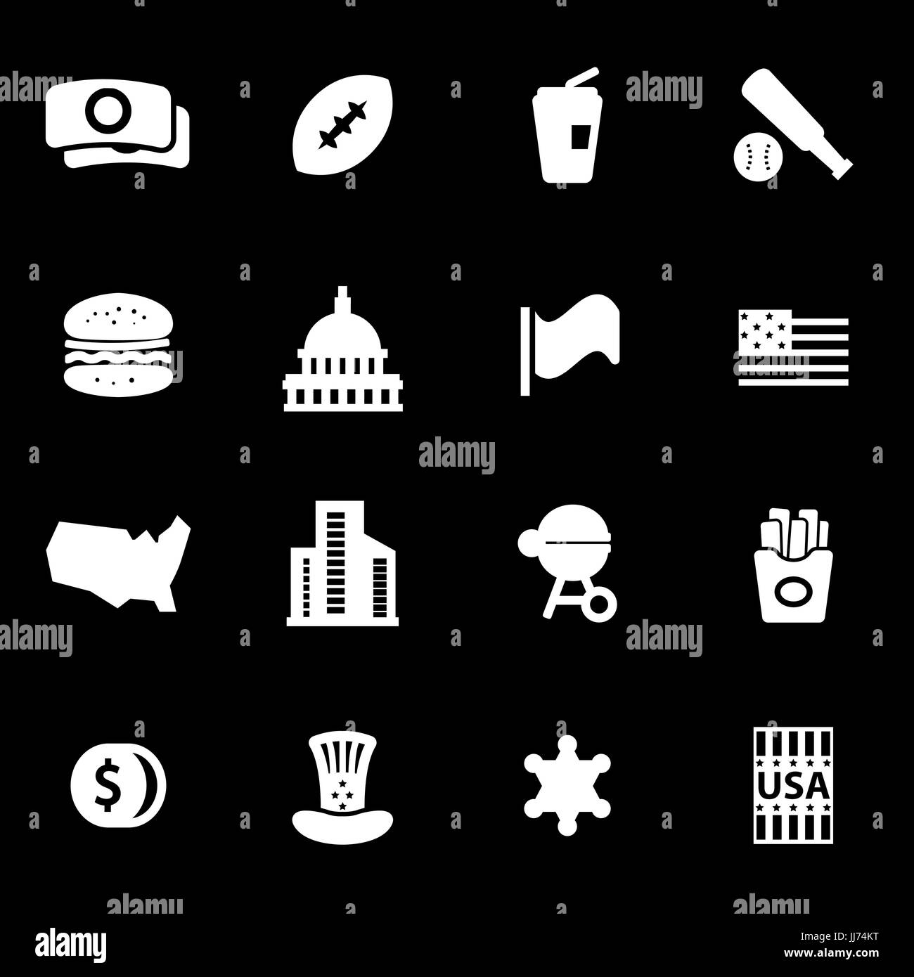Vector white usa icons set on black background Stock Vector Image & Art ...