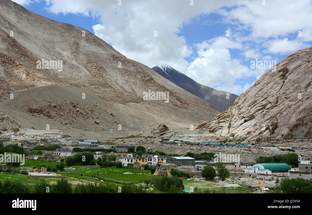 A Tibetan village at green valley in Ladakh, India. Ladakh is the ...