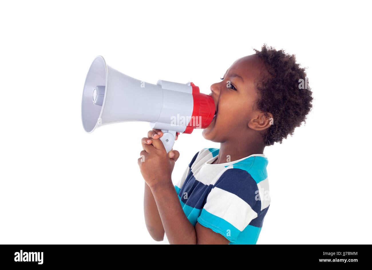 Kid shouting through megaphone hi-res stock photography and images - Alamy