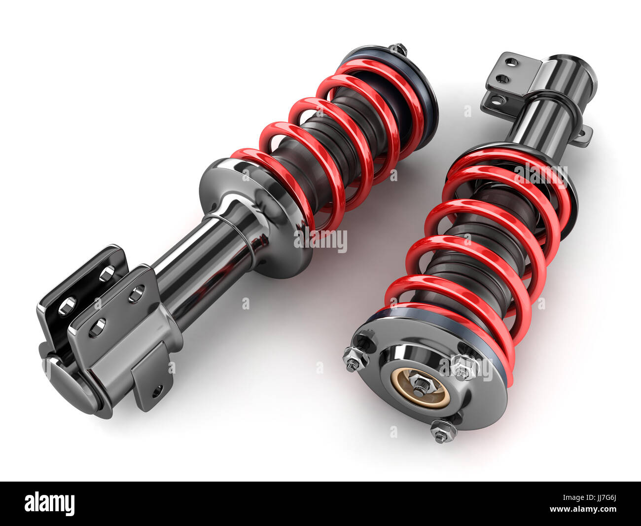 Two Shock absorber car on white background. 3d illustration Stock Photo ...