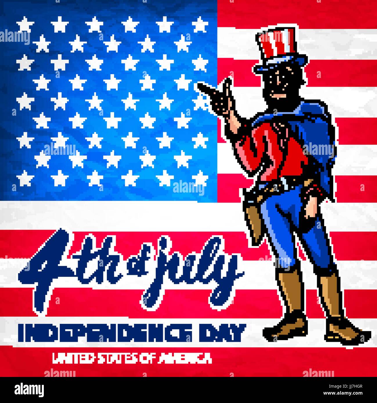Fourth of July USA Independence Day greeting card. 4 th of July. United ...