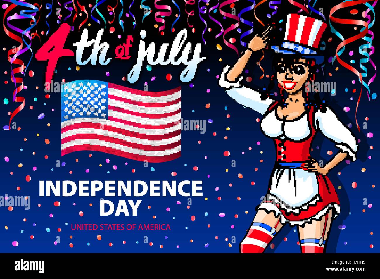 Us memorial day girl flag Stock Vector Images - Alamy