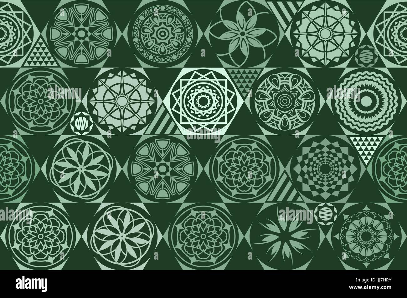 retro green different vector seamless patterns. tiling. Endless texture can be used for ...
