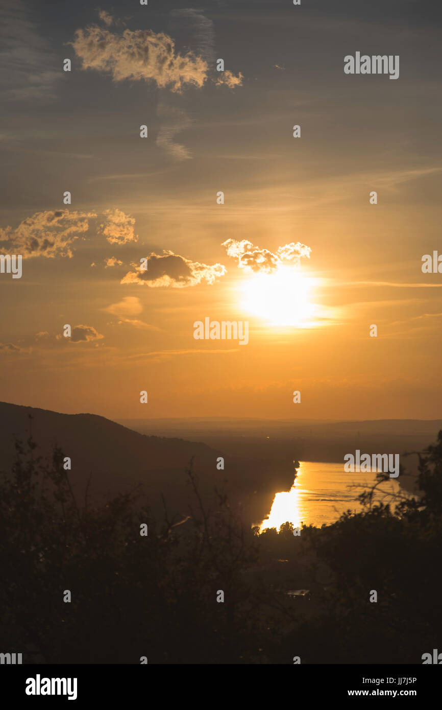 Beautiful sunset over the danube in Austria Stock Photo - Alamy