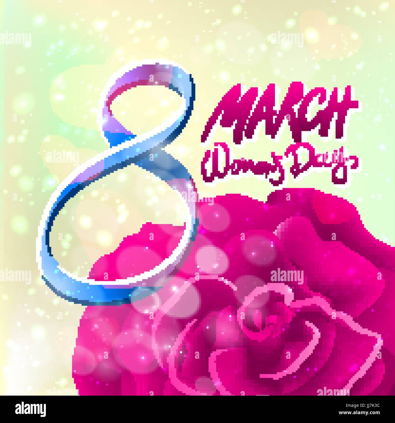 March 8 greeting card. International Womans Day. vector. red rose ...