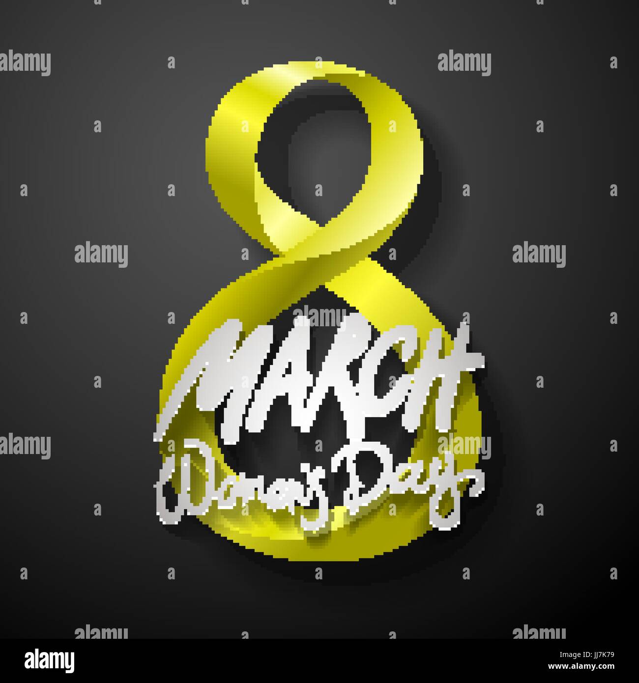 yellow March 8 greeting card. International Womans Day. vector. black ...