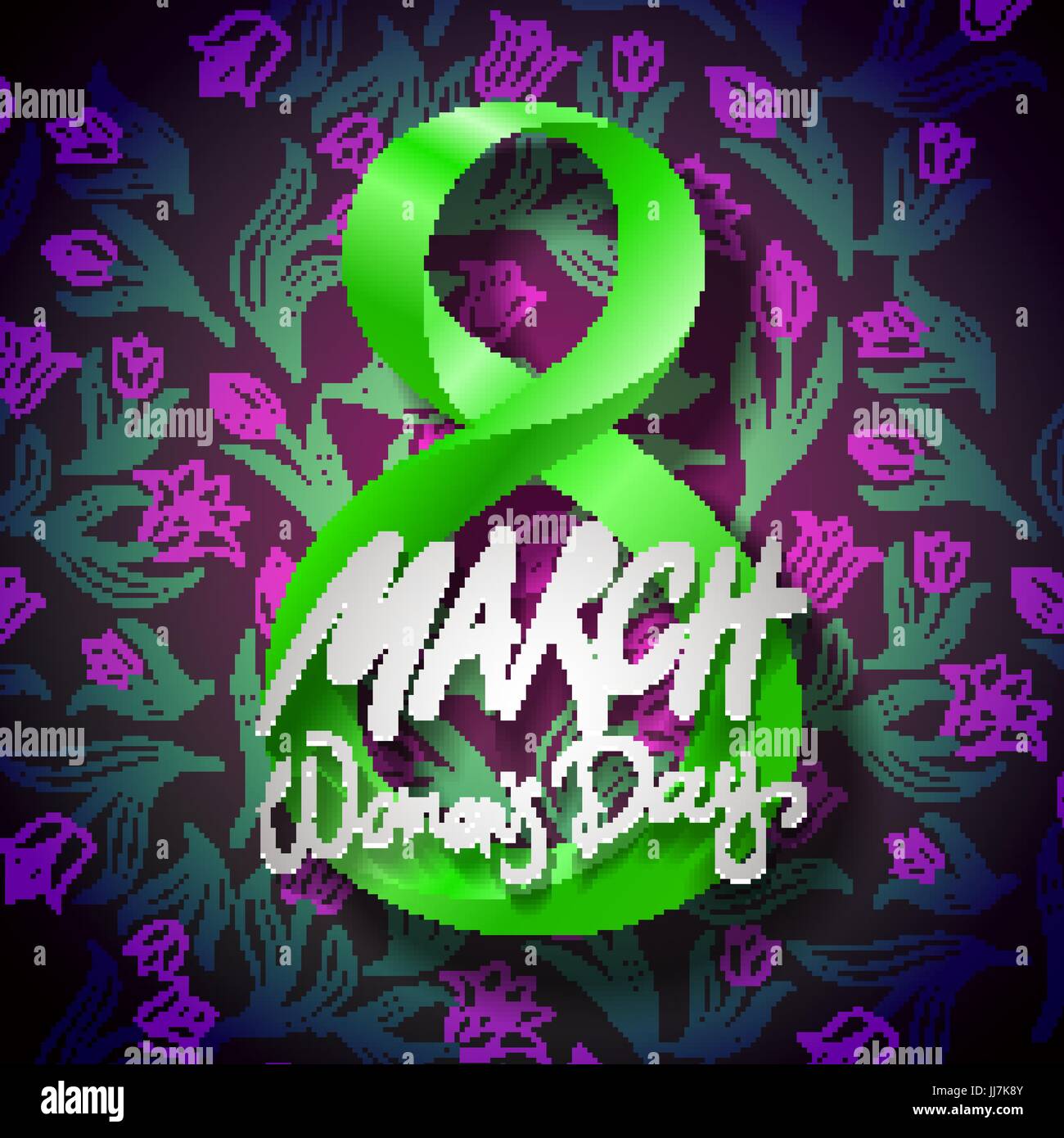 March 8 greeting card. International Womans Day. vector. black ...