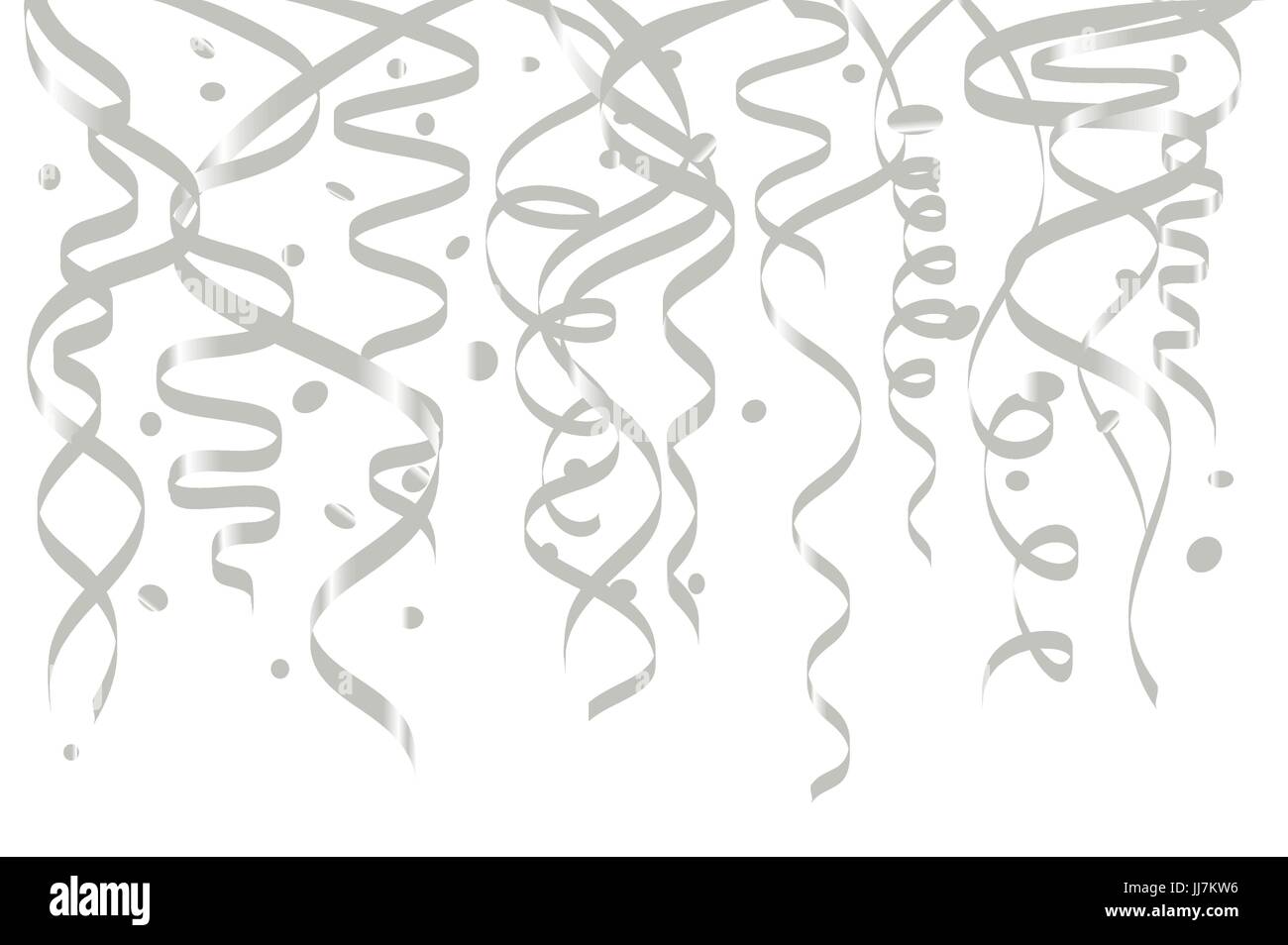 Celebration white background template with confetti and silver ribbons ...