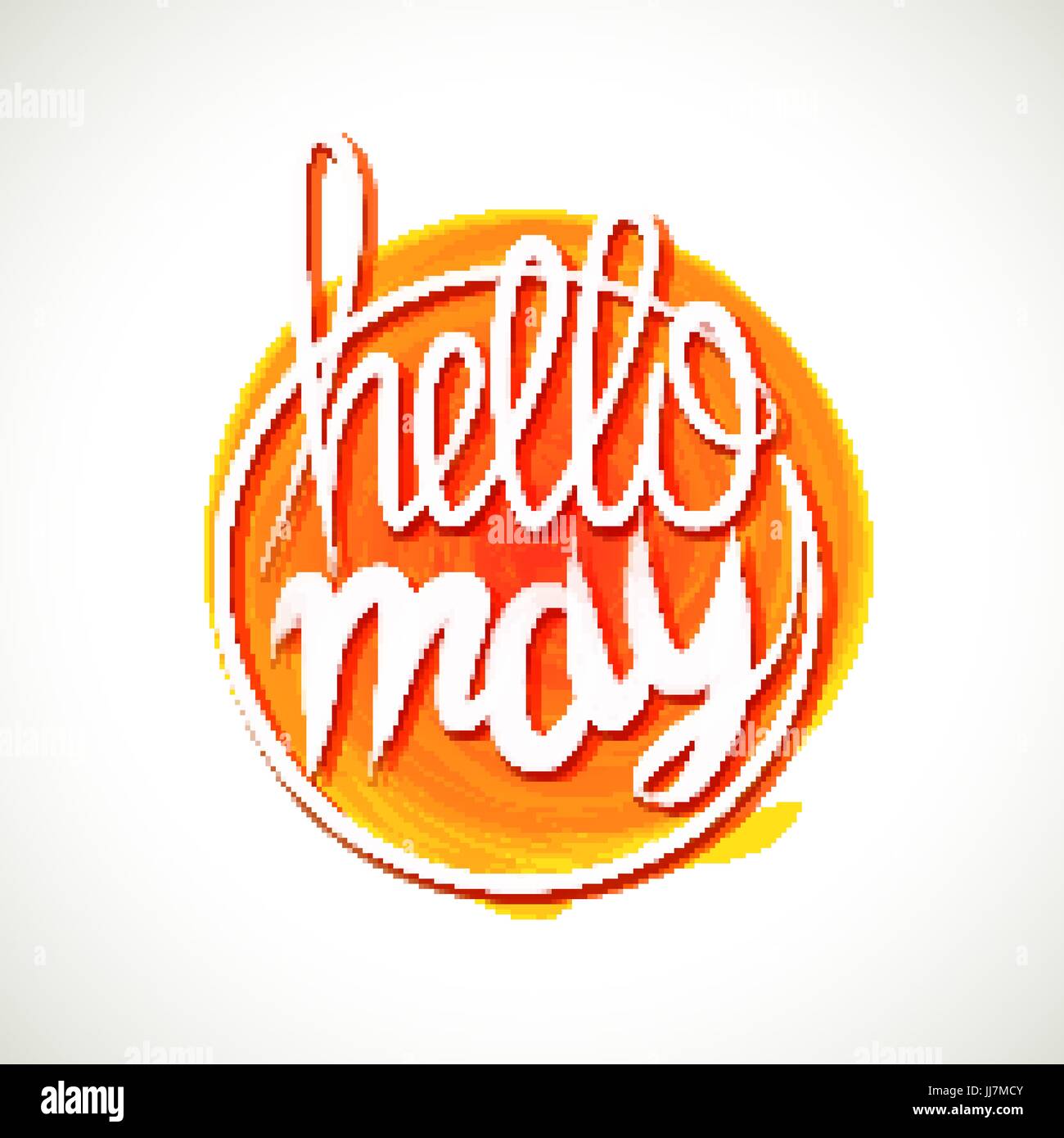 Hello spring lettering. Grange yellow colored frame. Greetings web ...