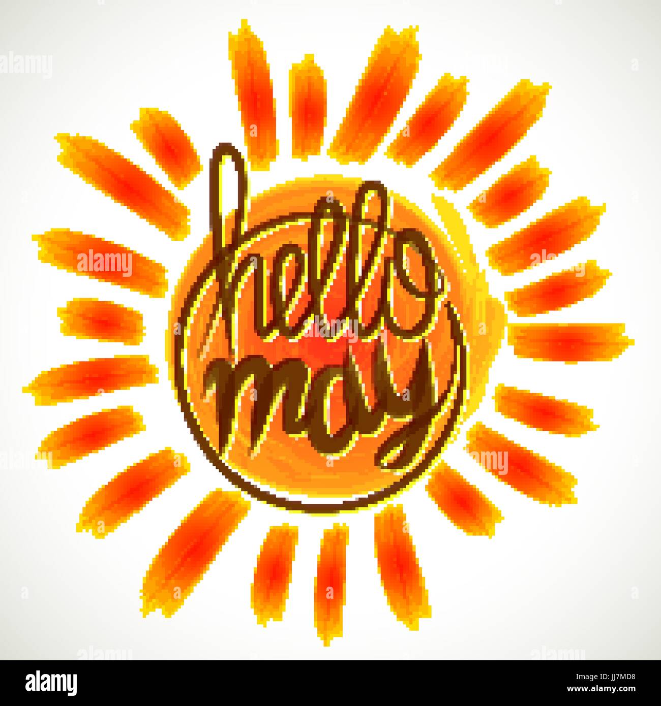 Hello spring lettering. Grange yellow colored frame. Greetings web ...