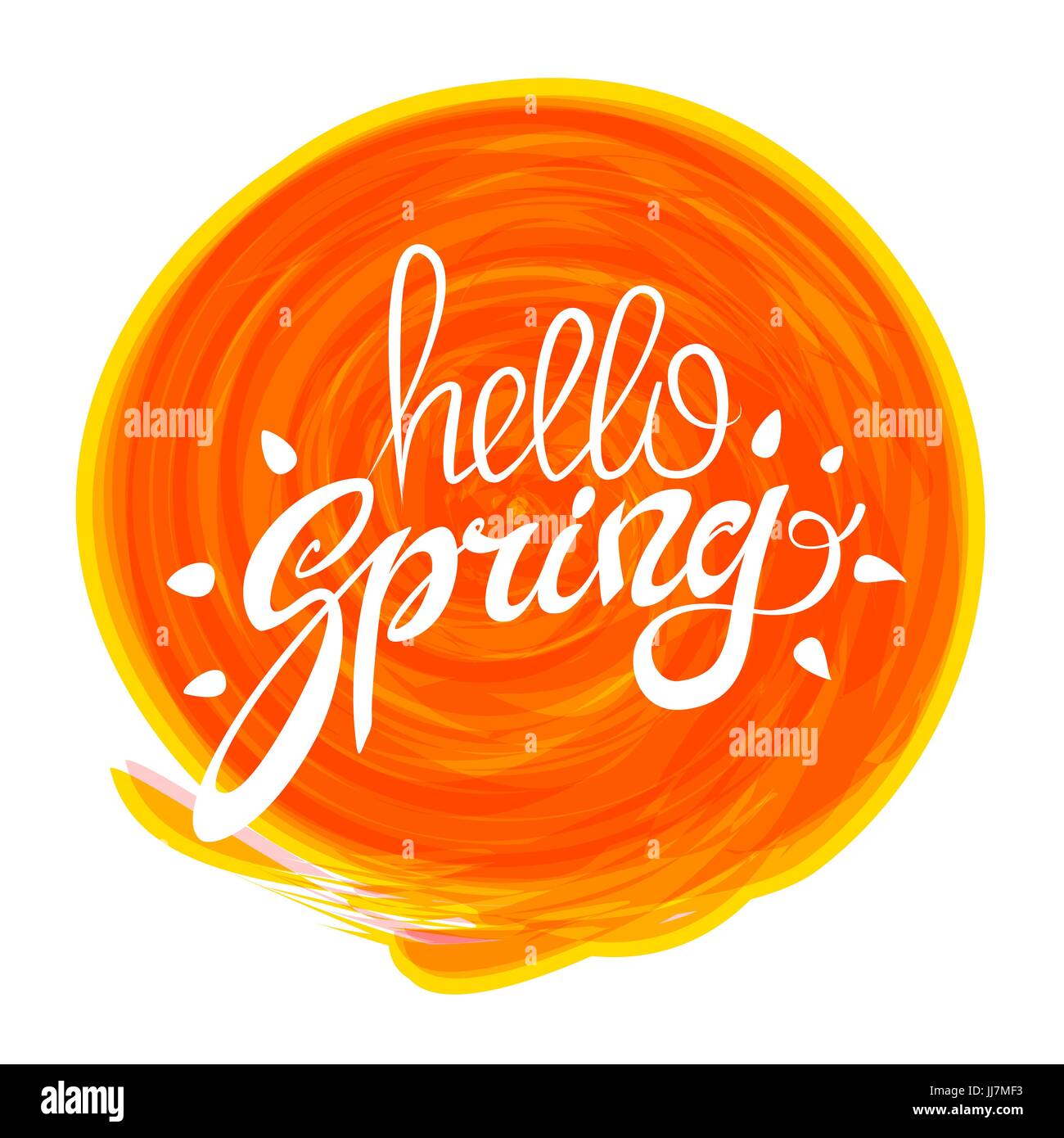 Vector hand lettering inspirational typography poster Hello spring on ...