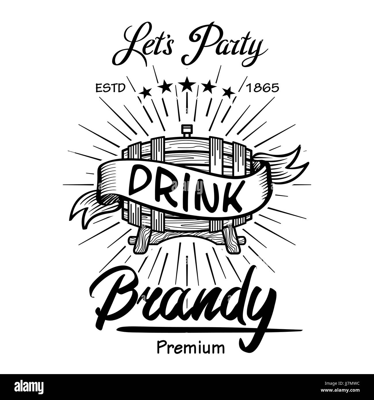 vector Alcohol. Wooden barrels drinks signs brandy. Typographic labels ...