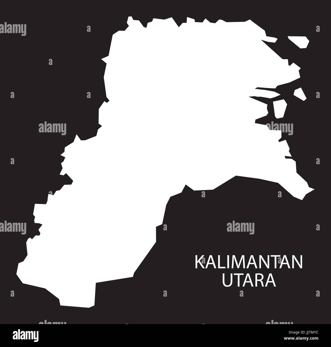 Kalimantan Utara Indonesia map black inverted silhouette illustration ... Kalimantan Utara Indonesia map black inverted silhouette illustration ...