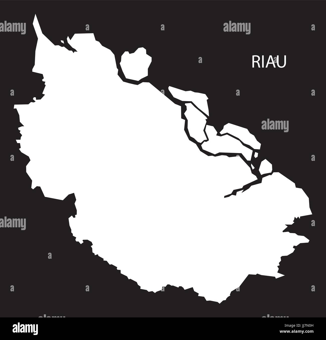 Riau Indonesia map black inverted silhouette illustration shape Stock ...