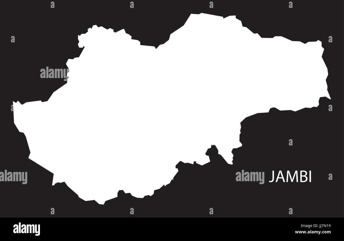 Jambi Indonesia map black inverted silhouette illustration shape Stock ...
