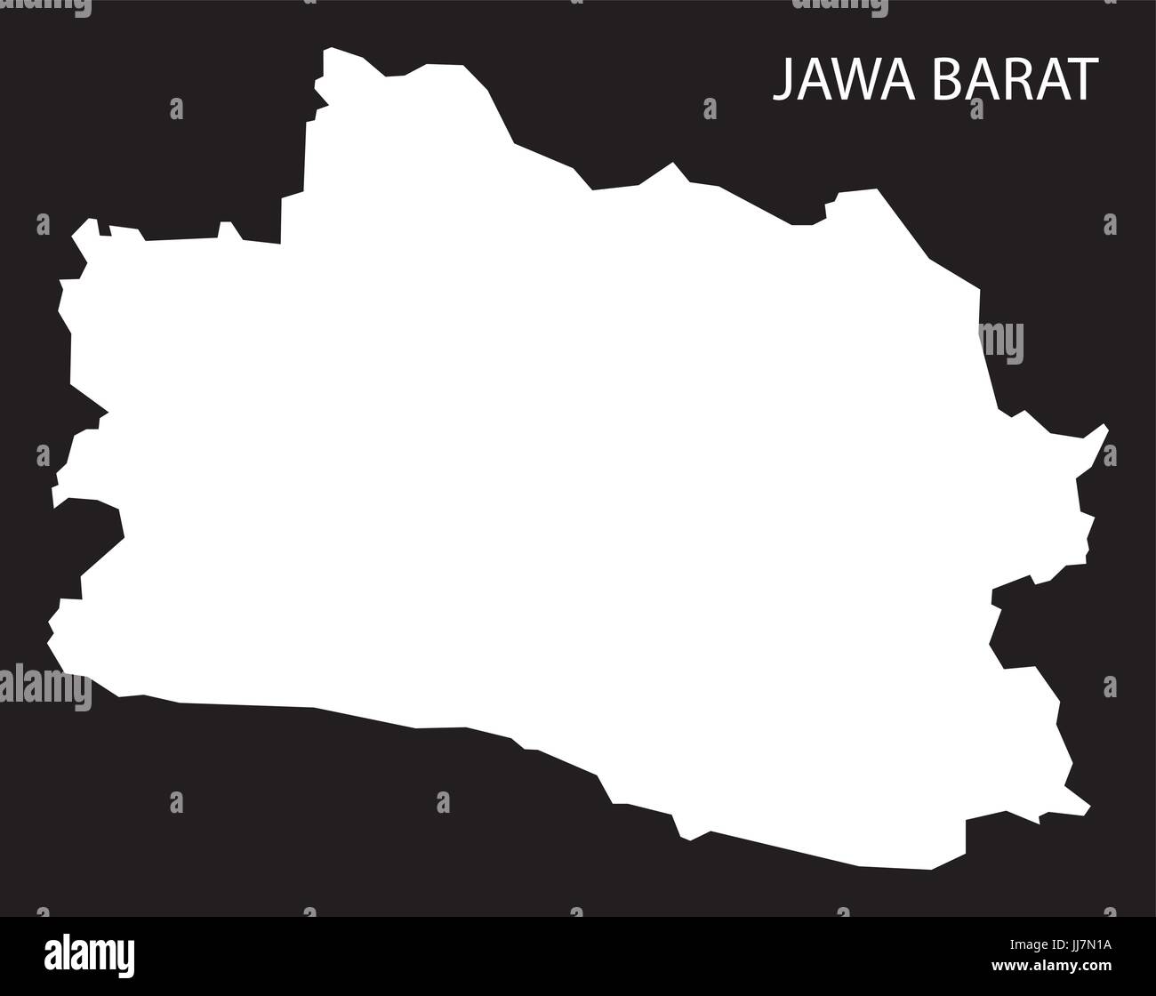 Jawa Barat Indonesia map black inverted silhouette illustration shape ...