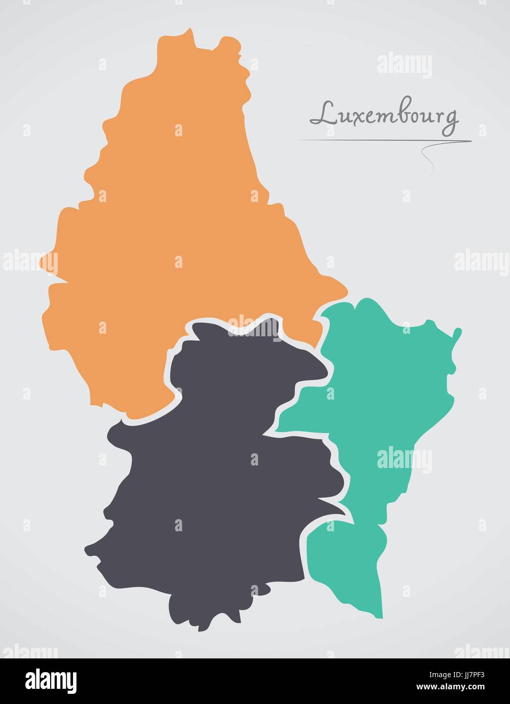 Luxembourg Map with states and modern round shapes Stock Vector Image ...
