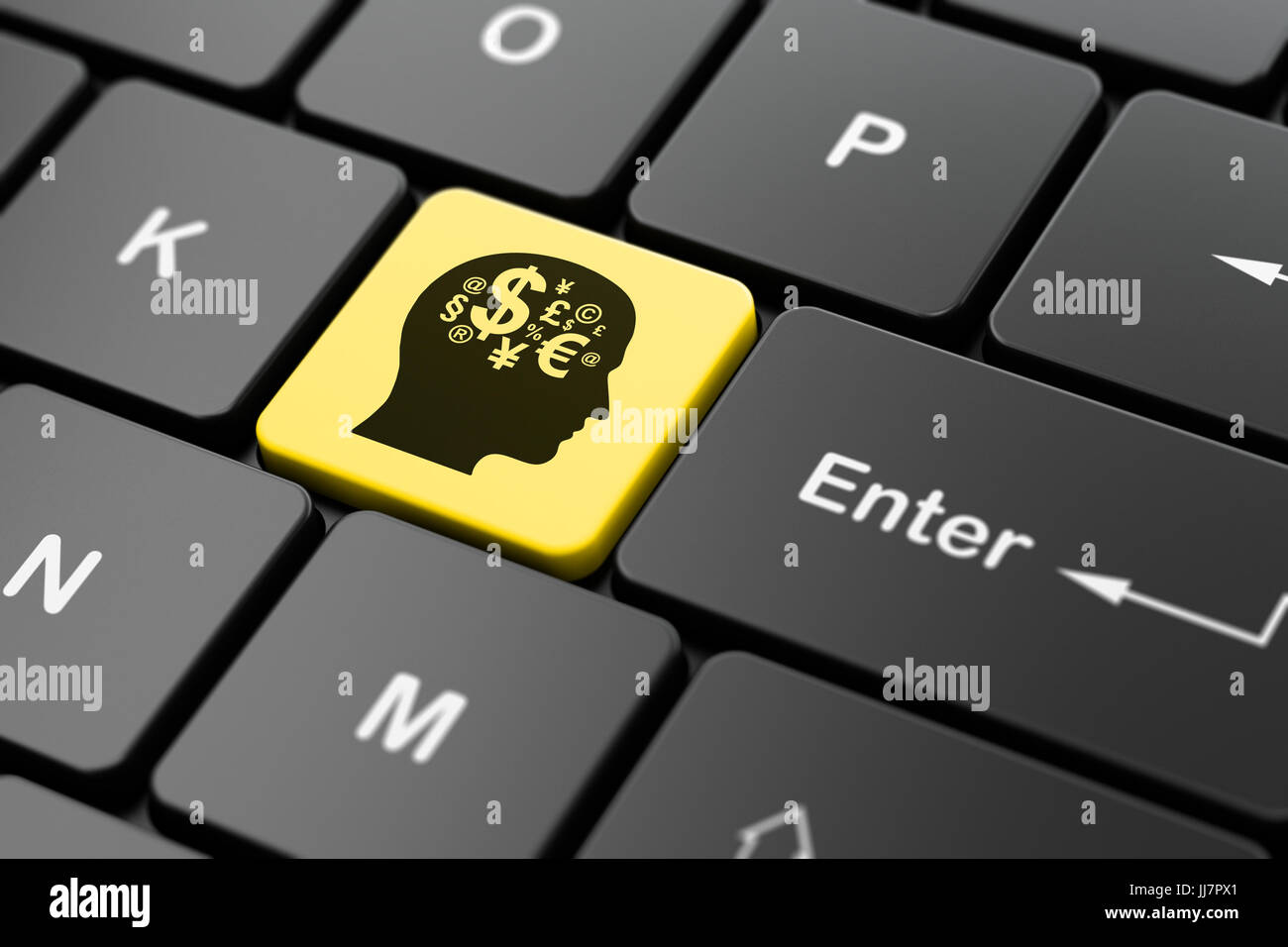 Learning concept: Head With Finance Symbol on computer keyboard ...