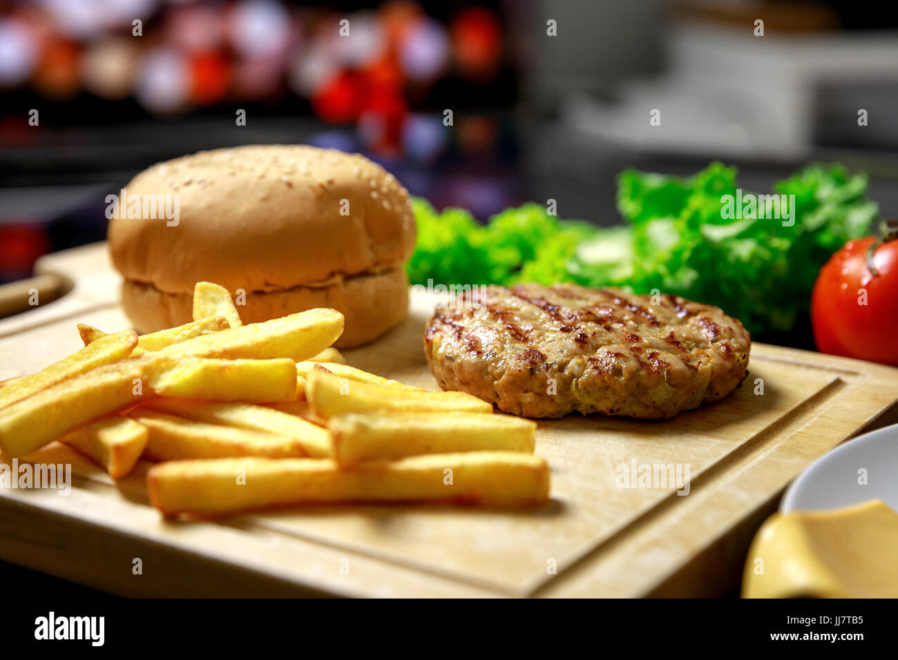Ingredient preparation to cook burger Stock Photo - Alamy