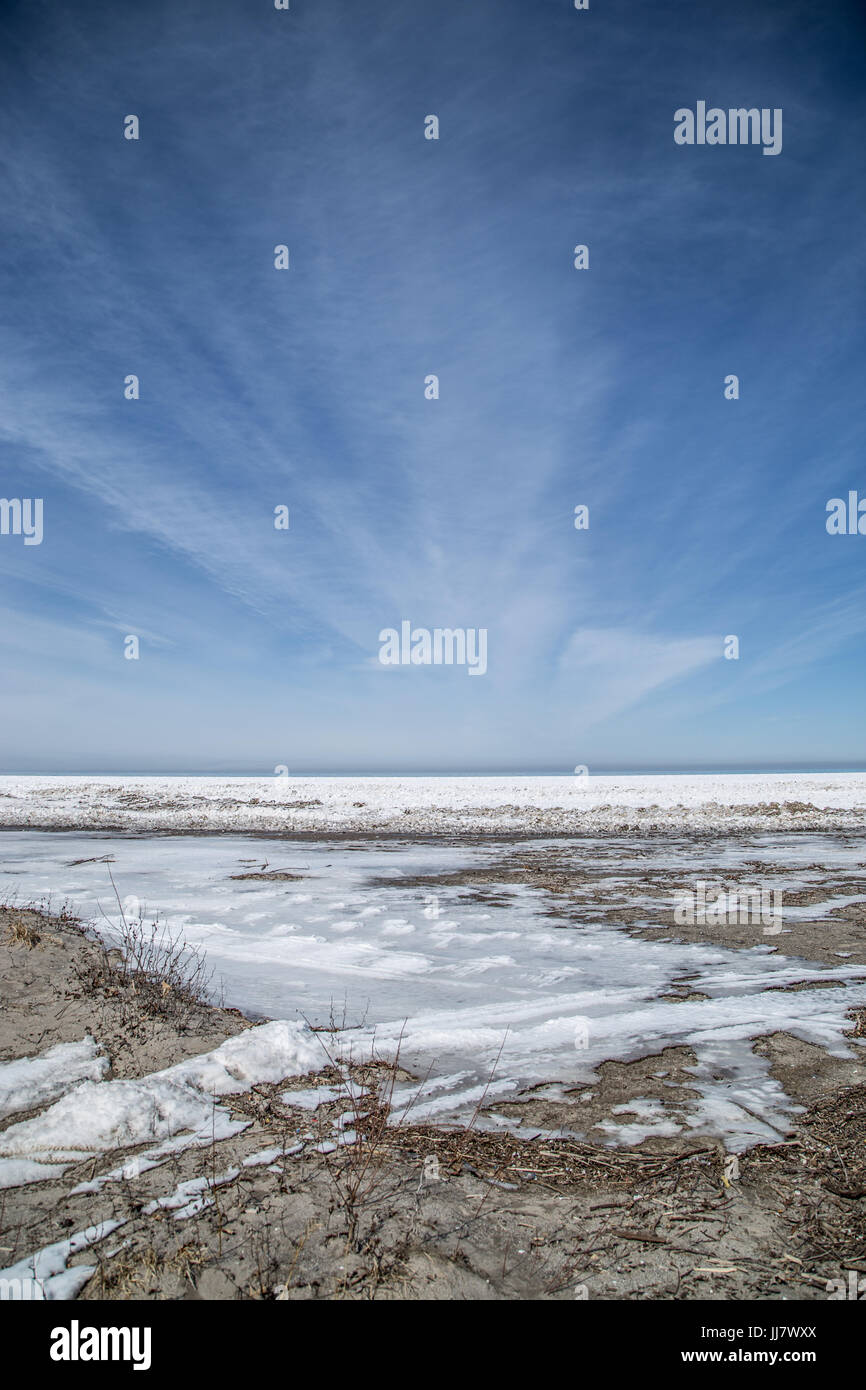Snow on Beach Stock Photo - Alamy