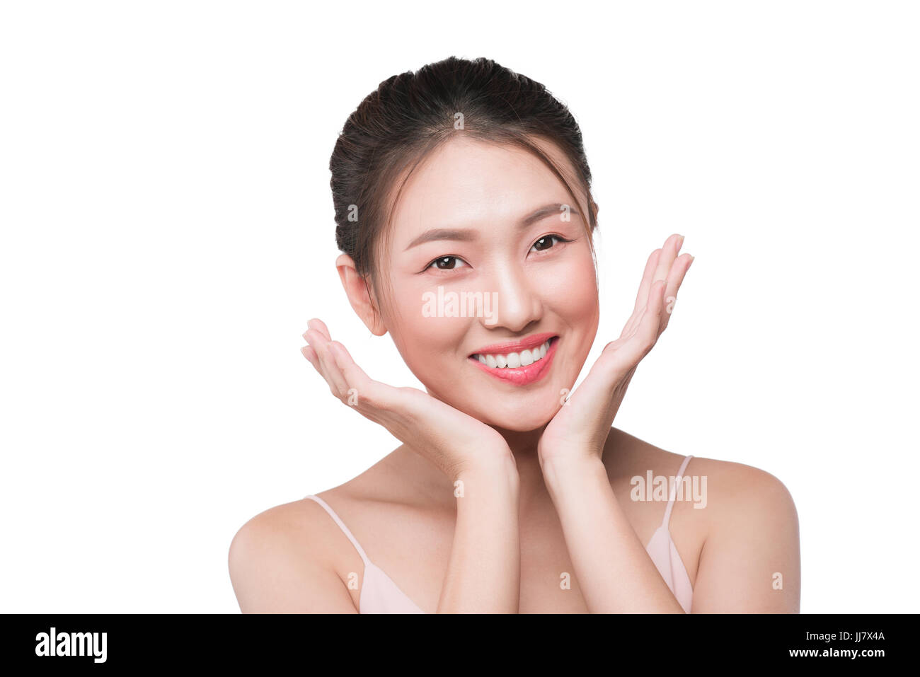 Healthy skin concept. portrait of beautiful woman model with fresh ...