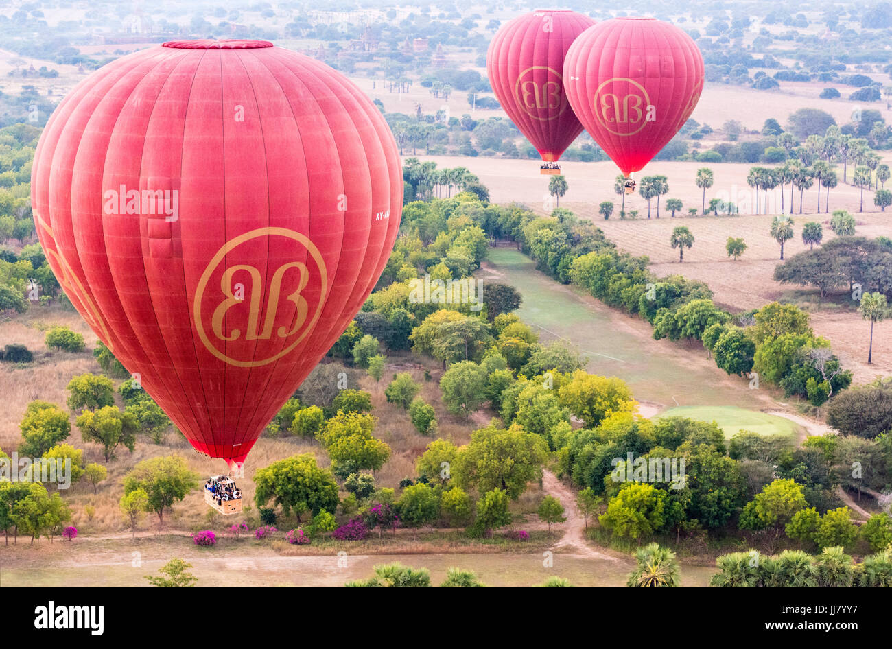 Hot-air balloons flying over pagodas in Bagan, Myanmar Stock Photo - Alamy