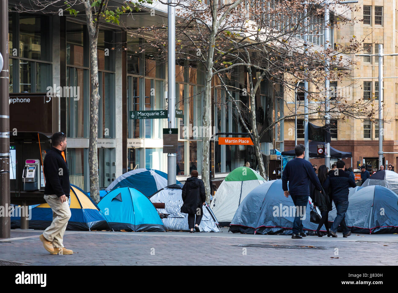 Homeless people in their tents camped outside the Reserve Bank of ...