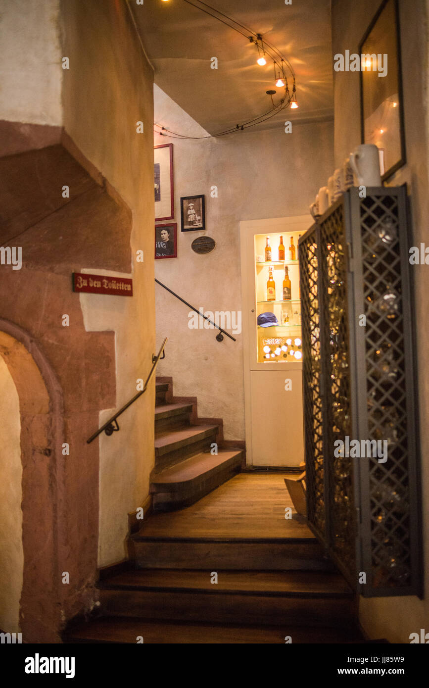 Interior of the restaurant, hotel zum riesen, miltenberg city, bavaria ...