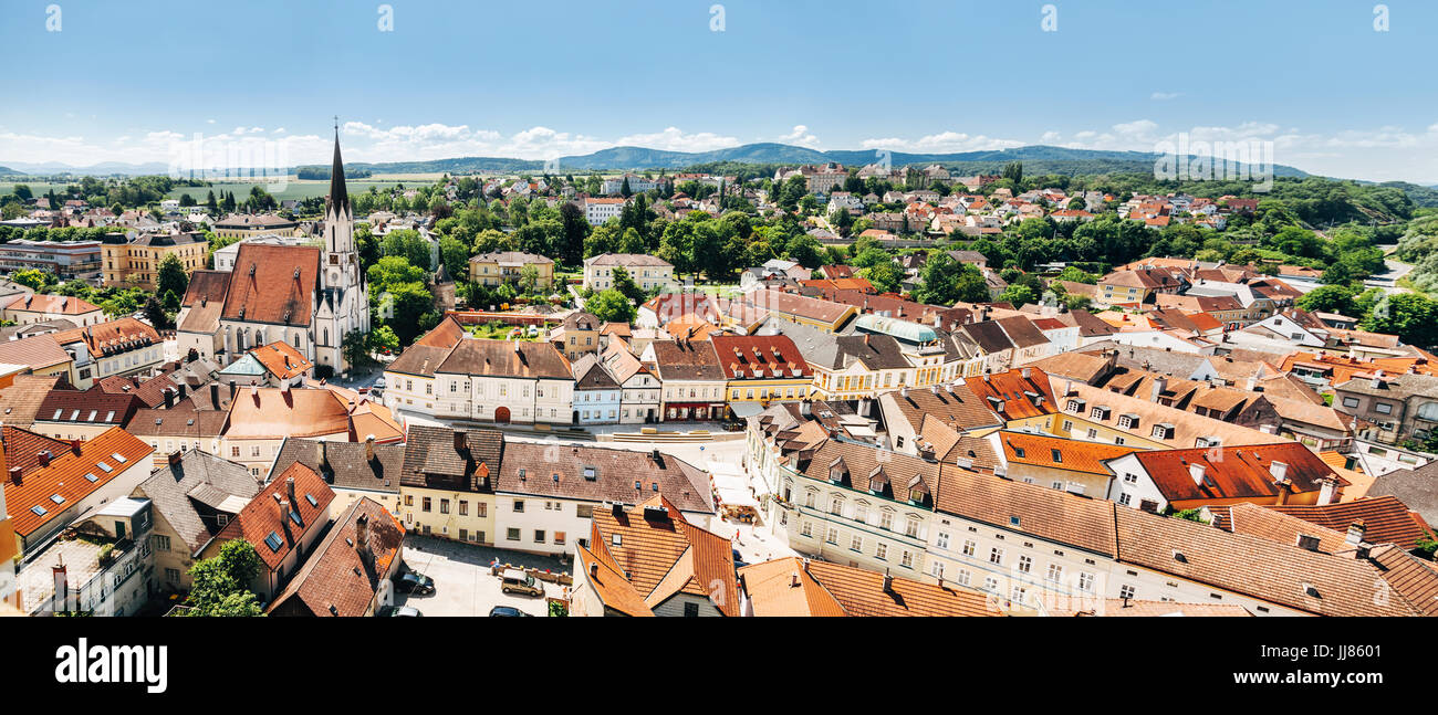 Panoramic view of famous Melk town located in lower Austria Stock Photo ...