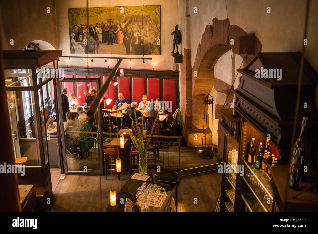 Interior of the restaurant, hotel zum riesen, miltenberg city, bavaria ...
