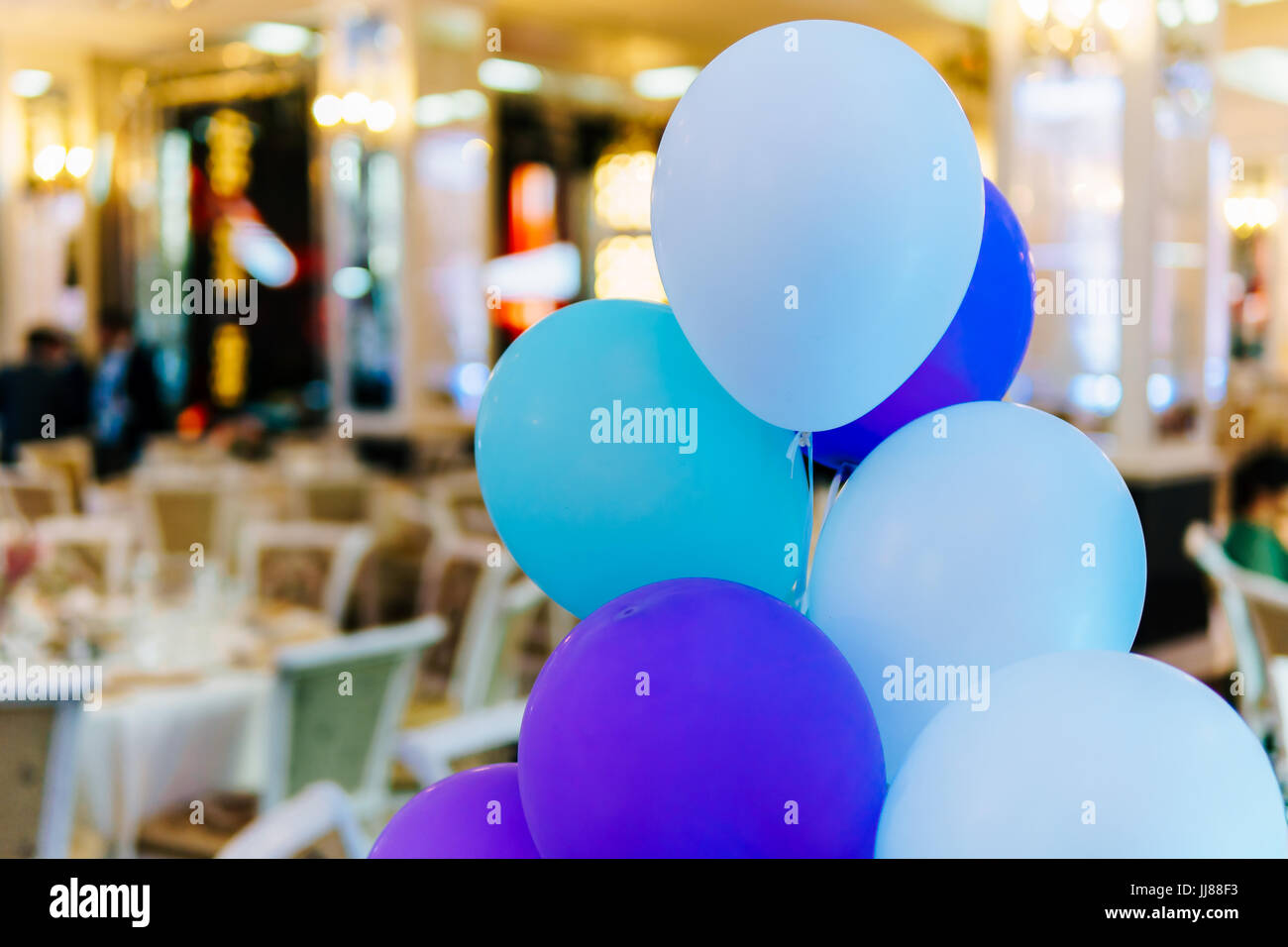 Colorful Balloons At Restaurant Party Stock Photo - Alamy