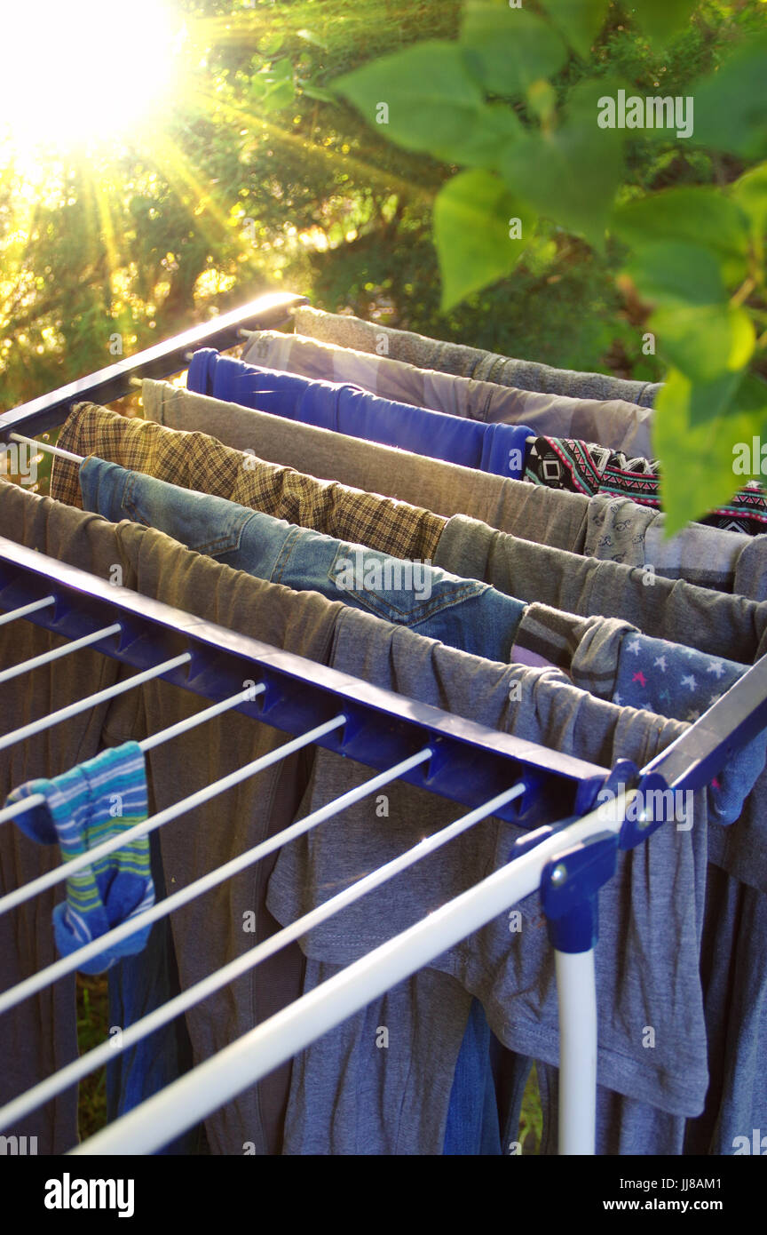 Clothes drying rack hi-res stock photography and images - Alamy
