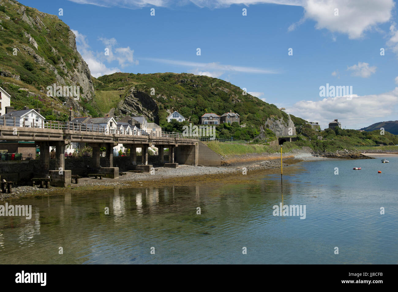 A view of the famous railway bridge over the estuary and harbour at ...
