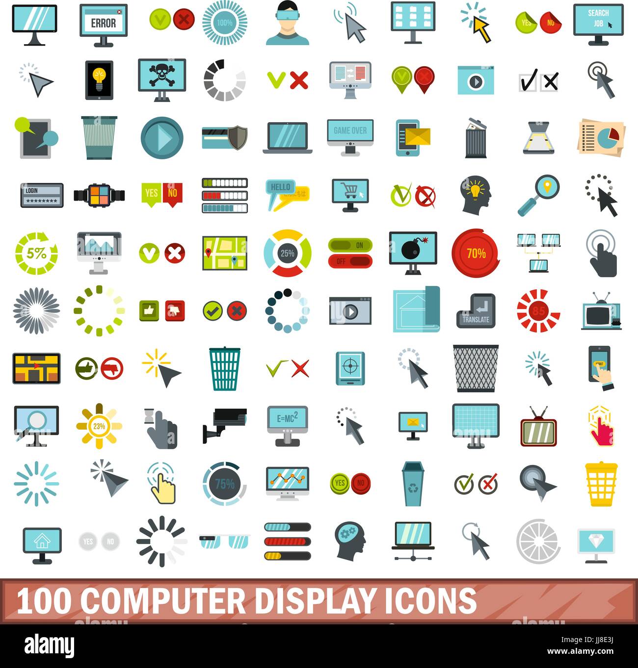 100 computer display icons set, flat style Stock Vector Image & Art - Alamy