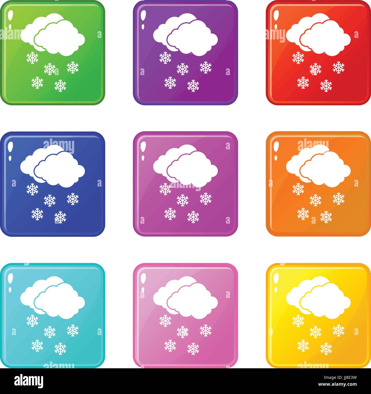 Cloud and snowflakes icons 9 set Stock Vector Image & Art - Alamy