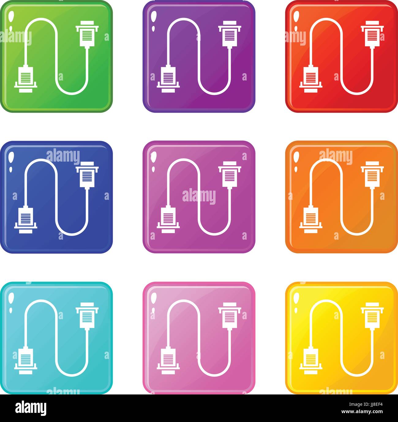 Cable wire computer icons 9 set Stock Vector Image & Art - Alamy