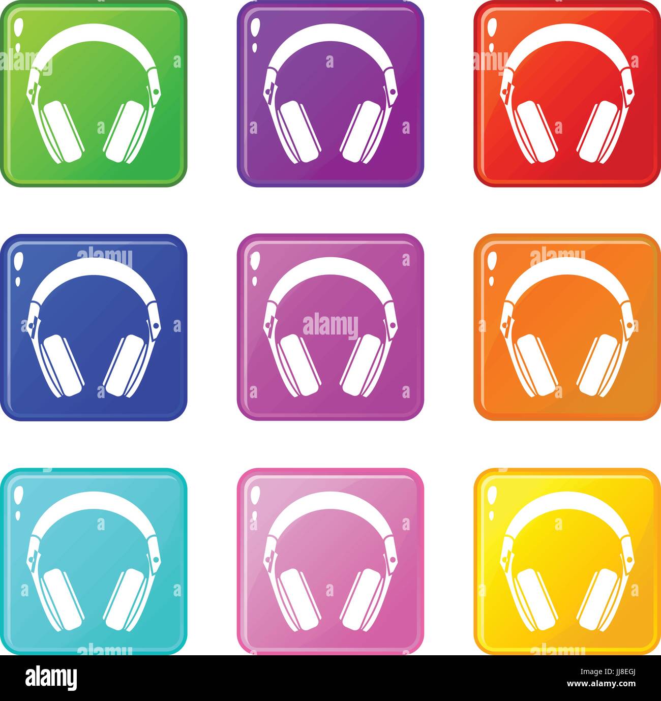 Headphones icons 9 set Stock Vector Image & Art - Alamy