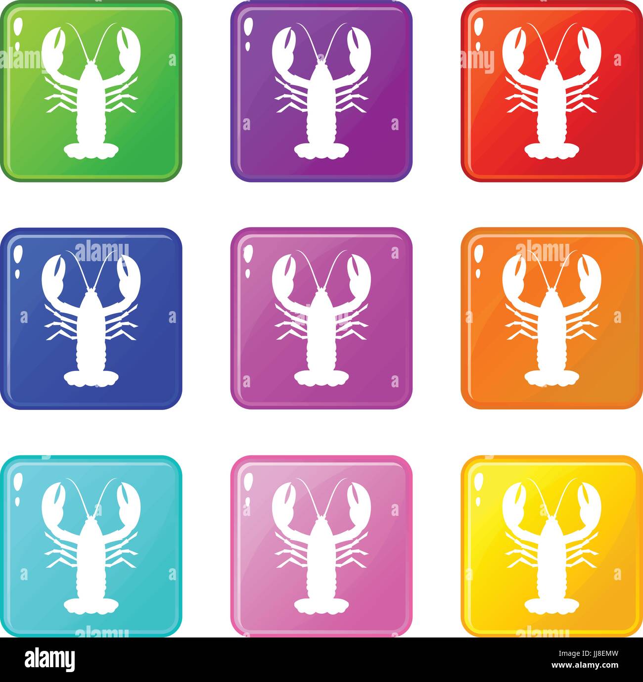 Crayfish icons 9 set Stock Vector Image & Art - Alamy