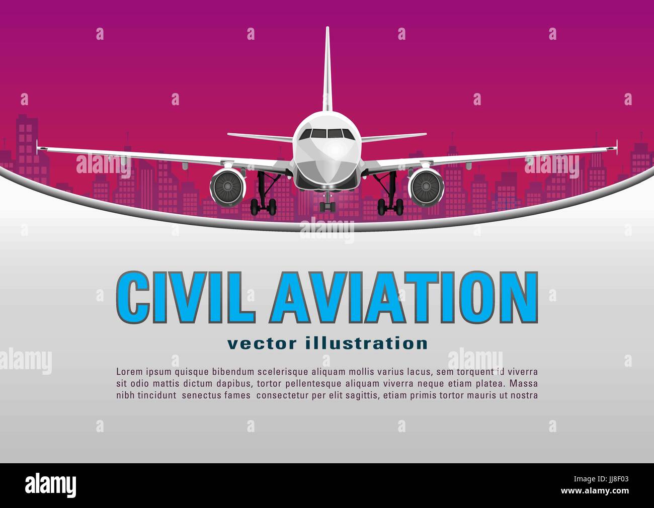 Aircraft vector. Banner, poster, flyer, card from plane on a sunset sky ...