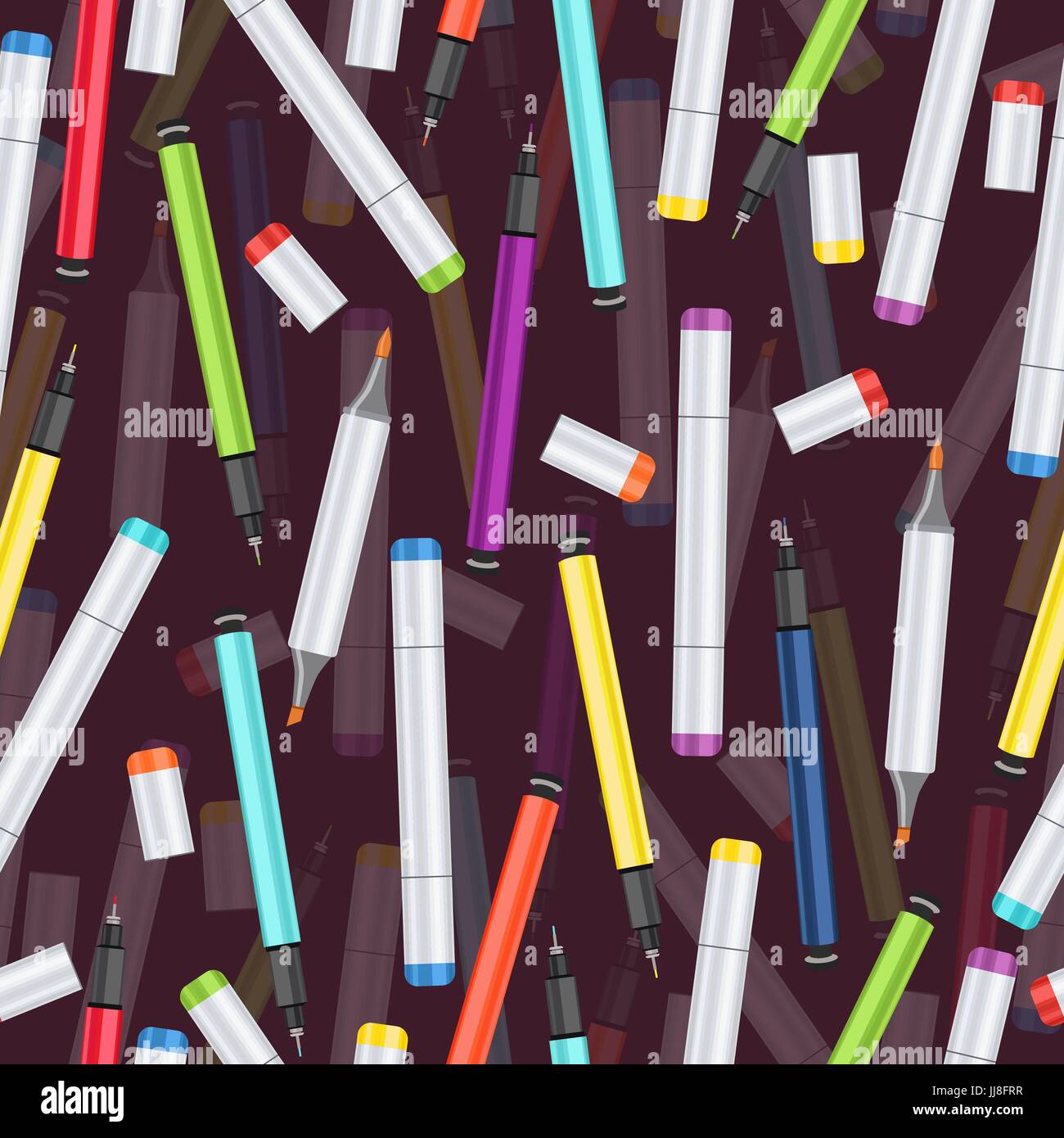 Markers, liners and handles capillary seamless pattern, art background ...